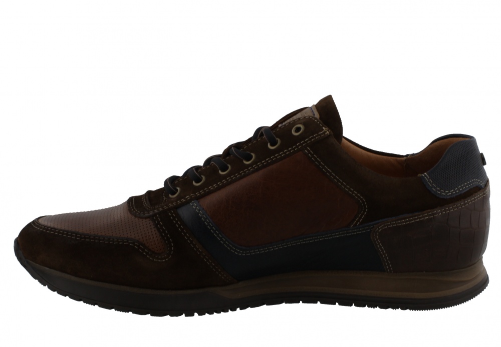 Australian Footwear BROWNING Leather H-Width Trainers Brown Blue Size ...